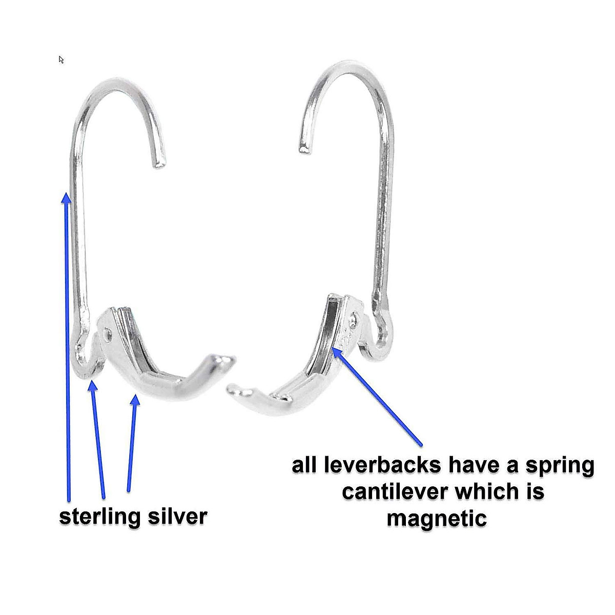 3-Pairs Sterling Silver Interchangeable Leverback Earring Findings