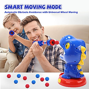 EagleStone Movable Dinosaur Toys for Kids 5-7, Spaying & Auto Scoring, Dino Shooting Target Game with 2 Pump Guns, 48 Foam Balls, Sound, Fun Gift for Boys & Girls, Party Favor