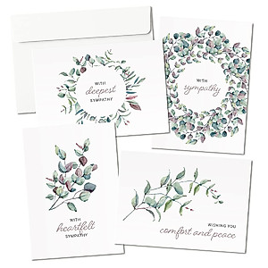 Sympathy Cards with Envelopes - 24 Pre-Scored and Double-Sided Watercolor Condolence Cards - Perfect Mix of Expression and Sympathy to Send to Friends and Family (Watercolor)