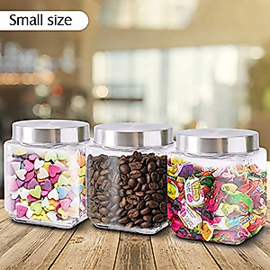 Food Storage Containers – Set of 3 Glass Jars with Stainless Steel Lids – Square Glass Containers for Coffee, Spices, Beans and Food – Reinforced Lid for Secure Closure – 40oz