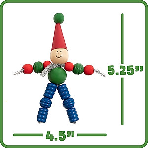 READY 2 LEARN Christmas Crafts - Create Your Own Bead Elves - DIY Ornaments for Kids - Christmas Tree Decoration - All Materials Included, Blue,Green,Red, Set of 4