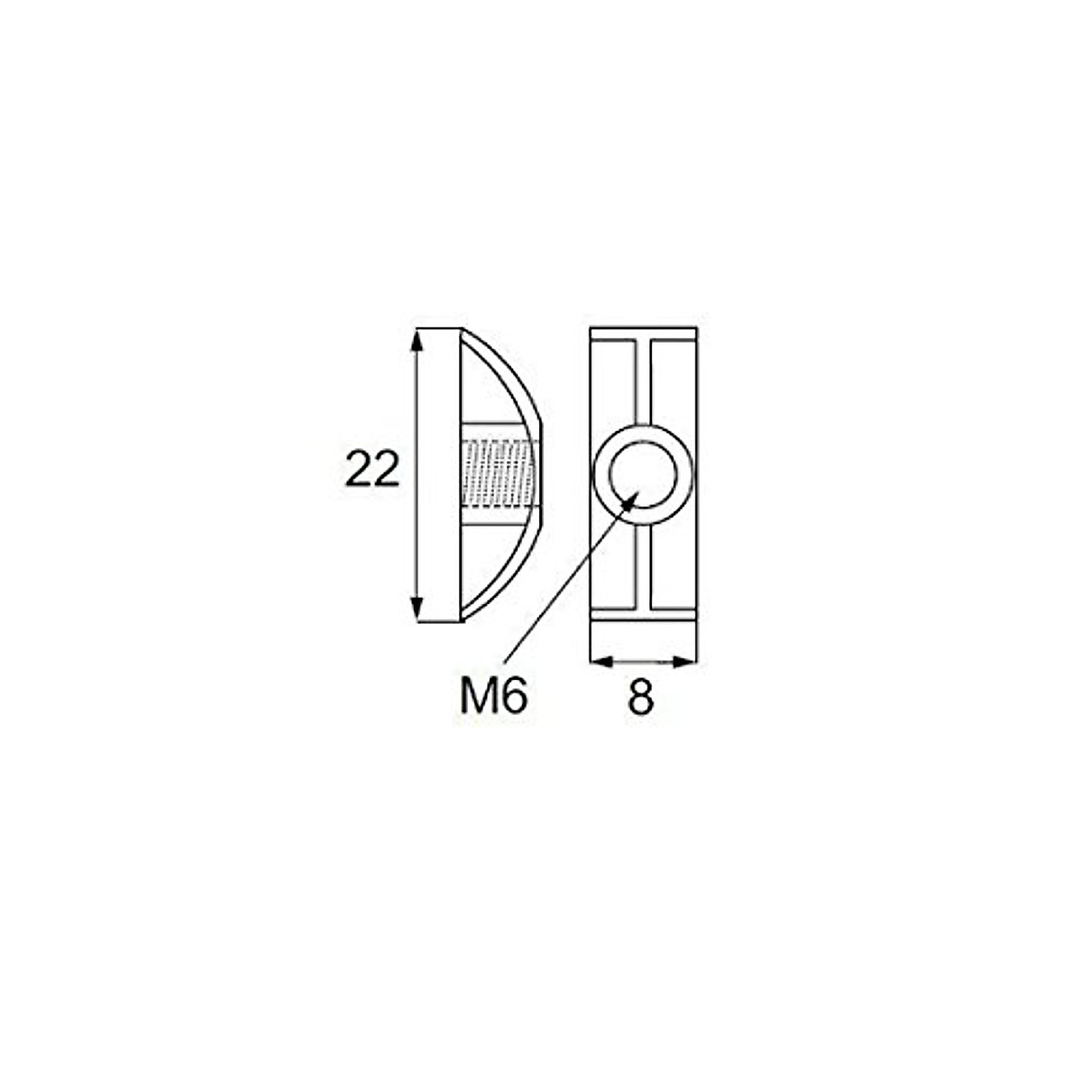 M6 Threaded Half Moon Mini Luna Washers with 100mm Furniture Connecting Bolts for Bunk Beds Cots - Set of 8