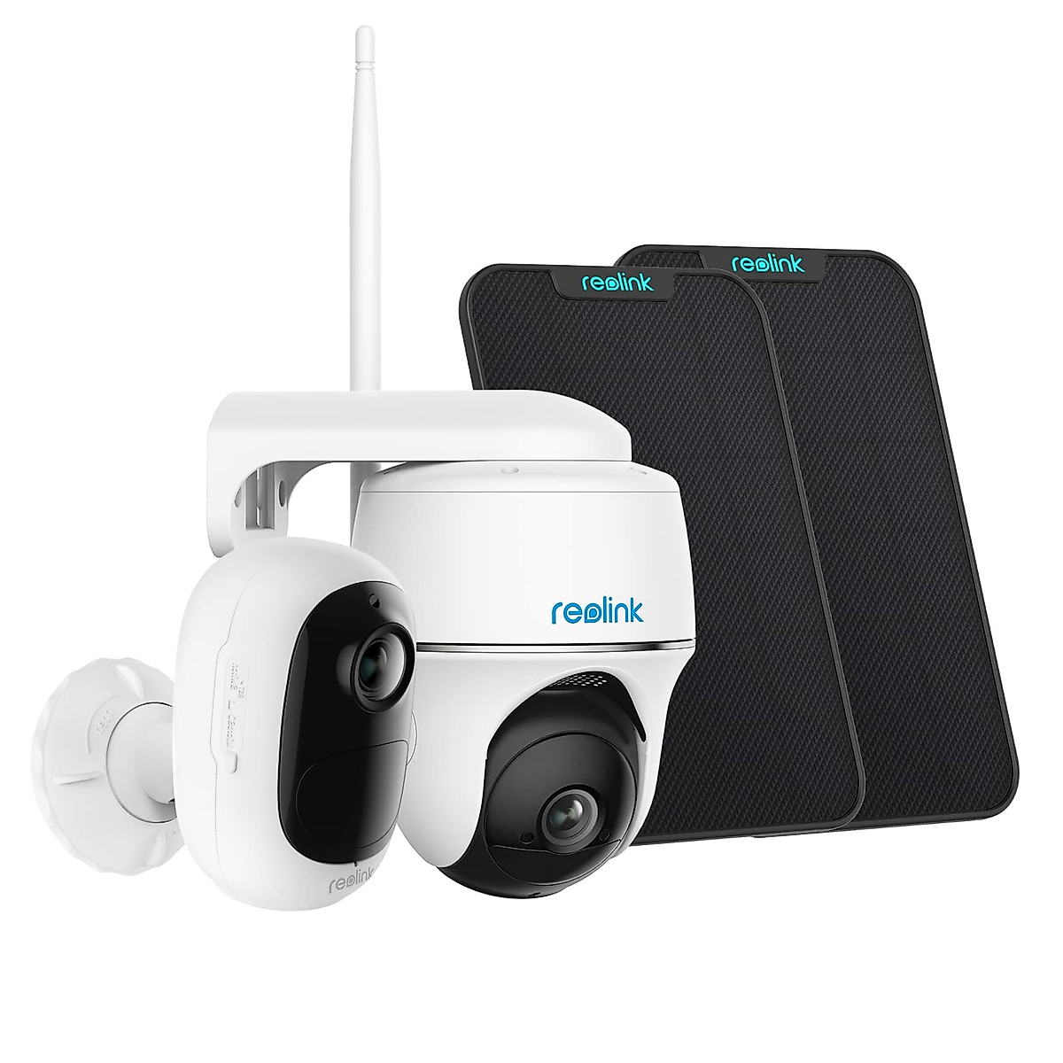 REOLINK 2K Cameras for Home Security Outside, Battery/Solar Powered, Smart Detection, 2-Way Audio, Compatible with Alexa, No Hub Needed, Local SD Storage, Argus PT+ Argus 2E+ Solar Panel