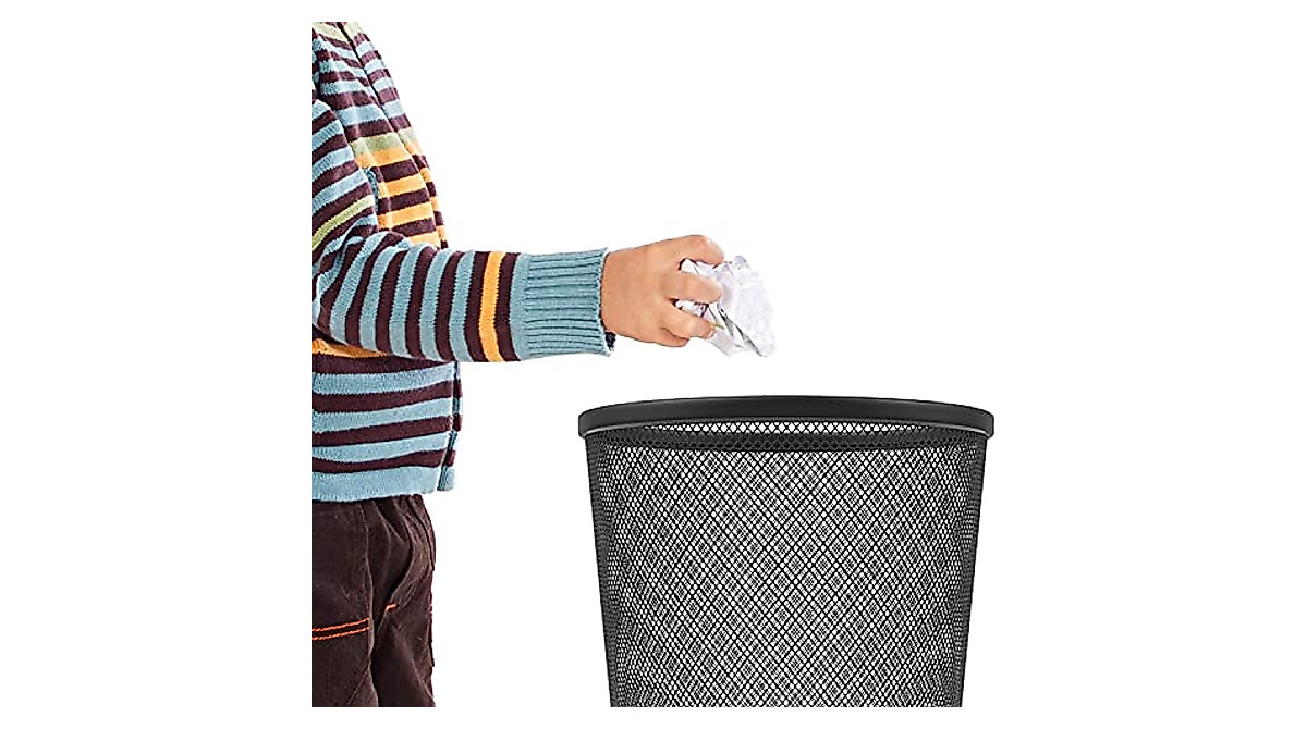 Zuvo Circular Mesh Waste Bin - Stylish Metal Trash Can for Home & Office