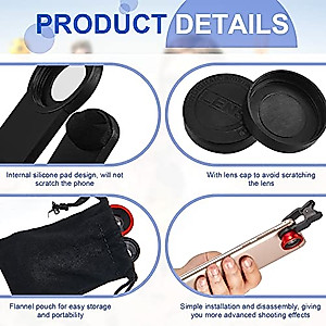 2 Pack Universal 3 in 1 Camera Lens Kit Phone Camera Lens Clip Fisheye Lens Macro Lens Wide Angle Lens Cell Phone Lens Attachments Compatible with Most Smartphones for Video, Live Show, Vlog