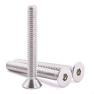 M4-0.7 x 30mm (60 pcs) Flat Socket Cap Screws, 304 Stainless Steel 18/8, Full Thread, Countersunk Head, Connections Bolts, DIN7991