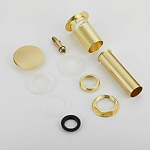 ESFORT Bathroom Sink Drain Stopper, Pop Up Drain Vessel Sink Assembly with Overflow, Brushed Gold
