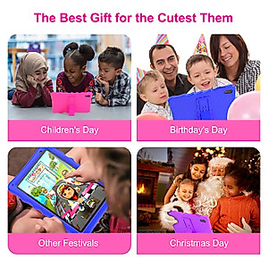 BYYBUO Kids Tablet, 10.1 inch Android 13 Tablet for Kids, 2GB RAM 32GB ROM 6000mAh Battery, Toddler Tablets with Bluetooth, WiFi, Parental Control, Dual Camera, Shockproof Case