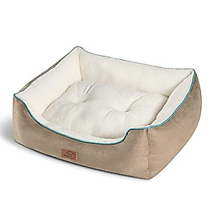 Bedsure Dog Beds for Large Dogs - Cat Beds for Indoor Cats, Rectangle Cuddle Large Medium Dog Bed Washable with Anti-Slip Bottom, 30 Inches, Camel
