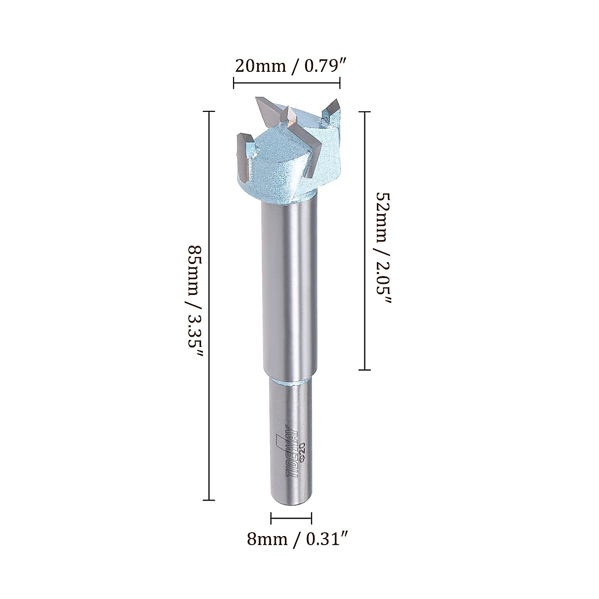uxcell Forstner Drill Bits 20mm, Tungsten Carbide Wood Hole Saw Auger Opener, Woodworking Hinge Hole Drilling Boring Bit Cutter (Blue, Silver Tone)