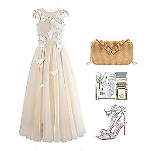 Reberomantic Women Shiny Metal Handbag Chain Vintage Evening Clutch Purse (T-button gold)