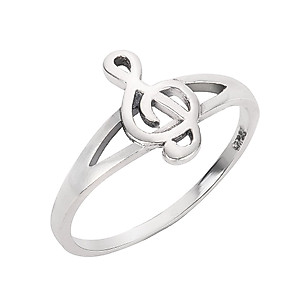 CloseoutWarehouse 925 Sterling Silver Euphony Bliss Music Note Ring Size 6