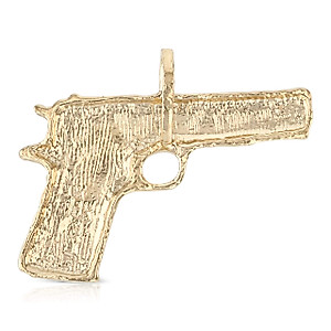 Ioka - 14K Yellow Gold Rifle Gun Charm Tiny Pendant For Necklace or Chain