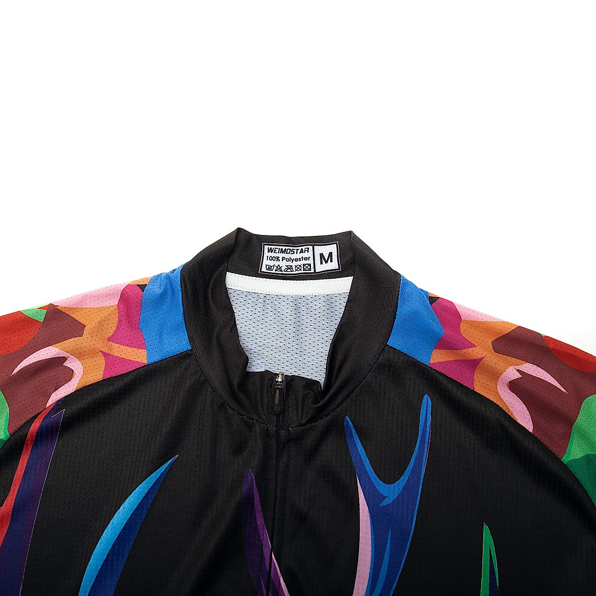 Weimostar Cycling Jersey Men Short Sleeve MTB Road Mountain Bike Biking Shirt Full-Zip Tops Bicycle Clothes Colorful Elk Size XL