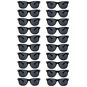 QYVEWY 20 Pairs Wholesale Sunglasses for Men Women in Bulk Retro 70s 90s Adult Cheap Glasses for Party Supplies (Black)