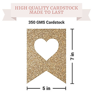 Pre-Strung Just Married Banner - NO DIY - Gold Glitter Wedding Party Banner - Pre-Strung Garland on 6 ft Strands - Gold Wedding Reception Party or Car Decorations & Decor. Did we Mention no DIY?