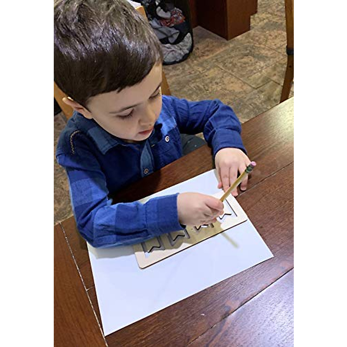 Bodima Educational Wood Handwriting Stencil Set | Easy-to-Use Writing Guide for Kids & Preschoolers | Letters & Number Stencils for More Convenient Handling & Tracing | Reusable Boards (Shapes)