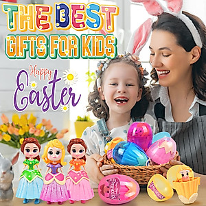 Dodosky Easter Basket Stuffers for Kids Toddler, 4 Pack Princess Deformation Easter Eggs with Toys Inside Easter Toys Easter Basket Stuffers Filler Gifts Easter Basket Toys - Easter Gifts for Girls