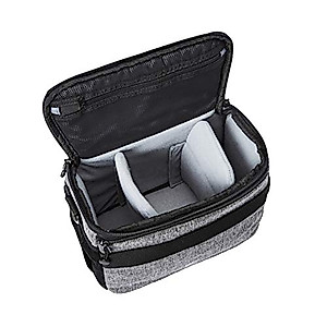 Amazon Basics Compact Camera Shoulder Bag for SLR/DSLR with Waterproof Rain Cover - 10 x 9 x 4 Inches, Gray, Solid