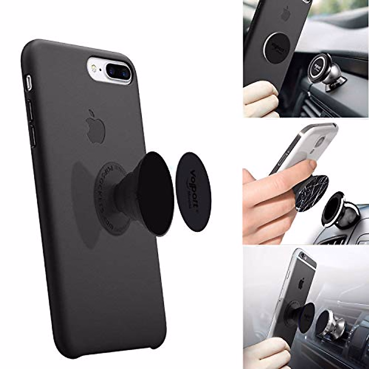 VOLPORT Mount Metal Plates Replacement 6pcs for Magnetic Phone Magnet Car Mount, Phone 3M Strong MagicPlate Metal Disc Sticker Adhesive Round for Magnet Cell Phone Holder Grip(Pops Stand Not Included)