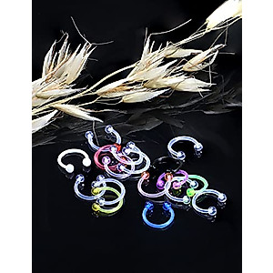 Yaalozei 16G Clear Plastic Lip Ring Hoop Nose Septum Eyebrow Ring Flexible Silicone Cartilage Tragus Helix Rook Daith Guages Earring Smiley Piercing Jewelry Retainer Surgery Sport Work Women Men 10mm