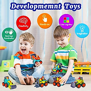 HOLA Mini Toddler Construction Vehicles Playsets Dump Truck, Excavator, Bulldozer, Cement Mixer, Forklift, Road Roller, Construction Trucks Car Toys for 18 Months+ Old Boy