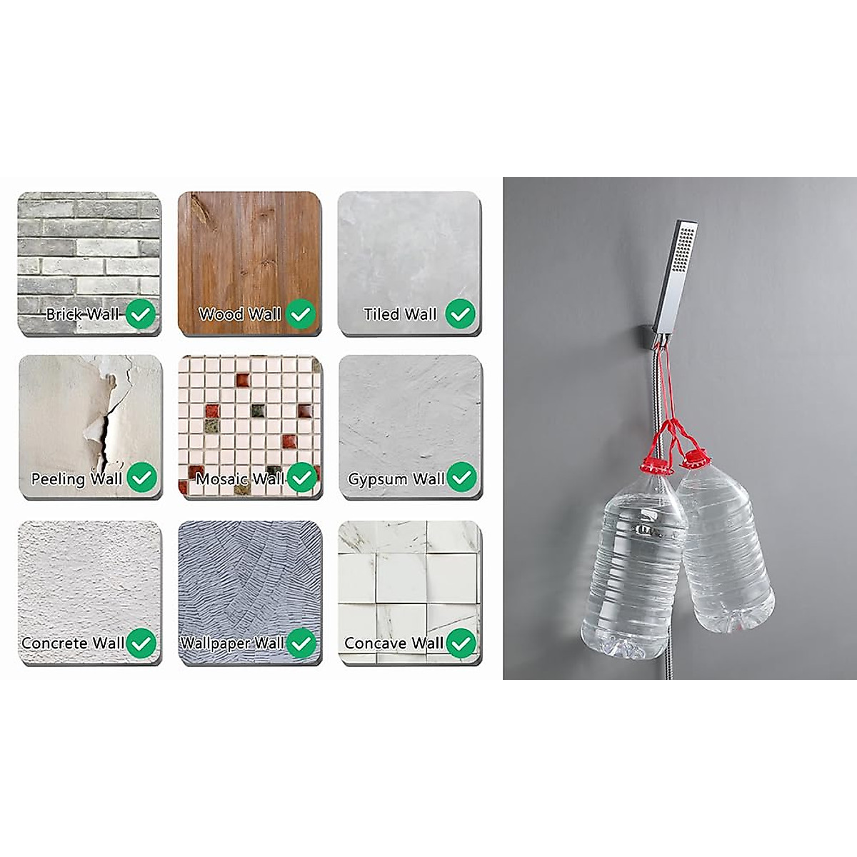 Handheld Shower Head Bracket for Bathroom, Wall Mount Robust Shower Head Holder, Universal Hand Held Shower Wand Hose Sprayer Holder, Chrome