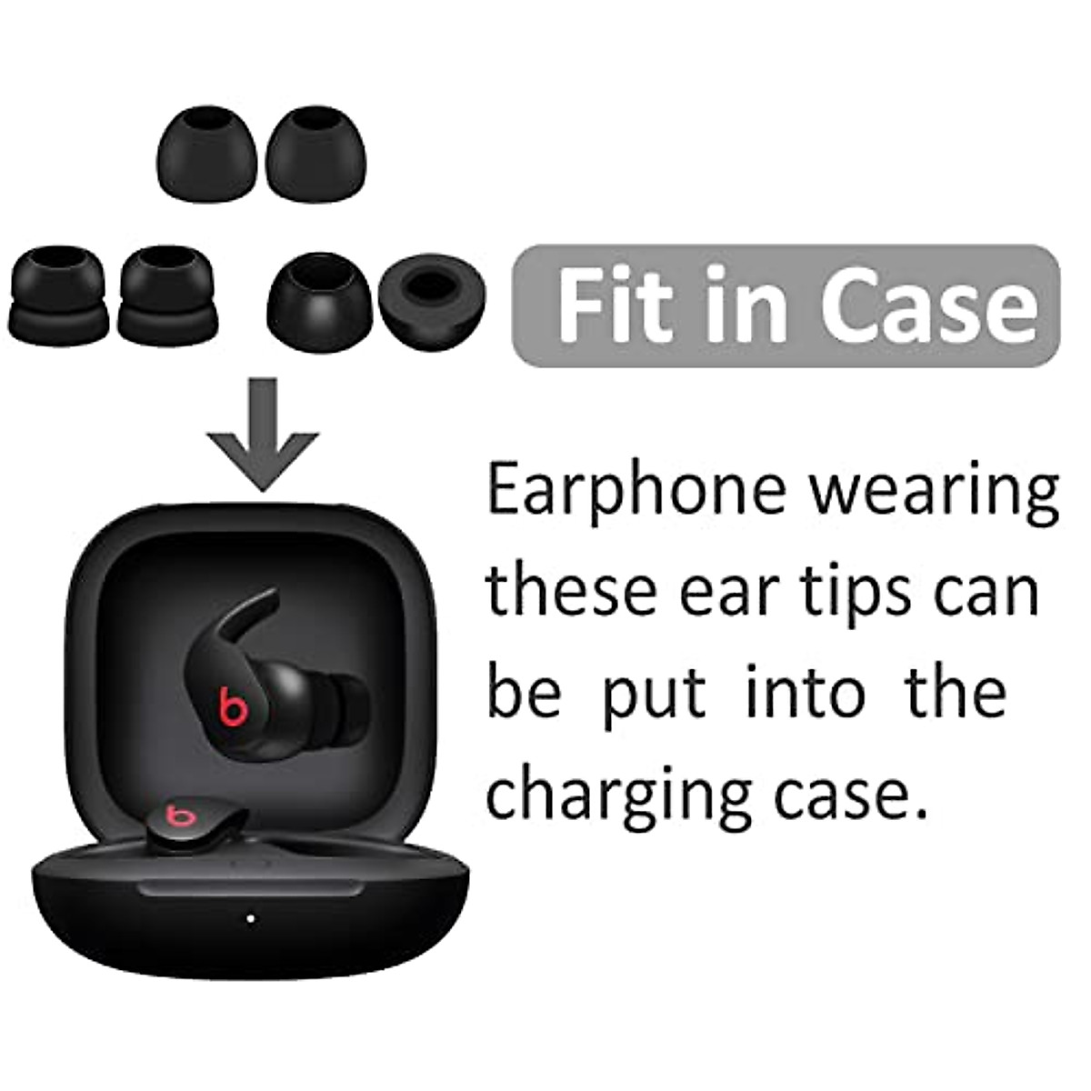 9 Pairs Ear Tips Set Compatible with Beats Fit Pro, Memory Foam Double Flange and Normal Silicone Tips S/M/L Replacement Noise Isolation Fit in Case Eartips for Beat Fit Pro - Black