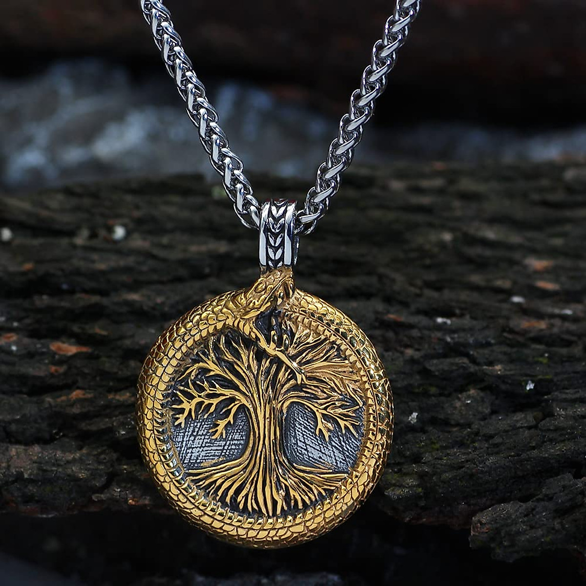 GuoShuang nordic viking tree of life Scandinavian Yggdrasil necklace for men gift with valknut bag norse jewelry for men women