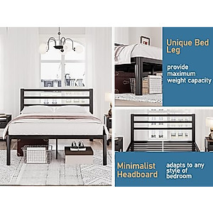 Woozuro California King Bed Frame with Headboard, 14 Inch Heavy Duty Metal Platform Bed Frames No Box Spring Needed, Round-Corner Leg Design Mattress Foundation, Easy Assembly, Noise Free, Black