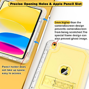 ZoneFoker Case for iPad 10th Generation 10.9 Inch 2022 with Pencil Holder, iPad 10 Gen 10.9 Translucent Slim Cover with Stand for Kids Girls