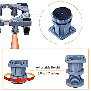 IREMMO Washing Machine Stand Base Furniture Dolly Mini Fridge Stand with 8 Strong Feet and 4 Wheels Refrigerator Stand Washer and Dryer pedestal Mobile Roller Dolly Cart with Wheels for Appliance