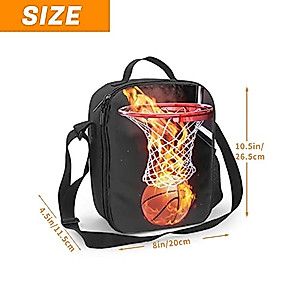 PAUSEBOLL Basketball Lunch Bag for Boys, Insulated Lunch Bag for Adult Teens Girls, Reusable Portable Lunch Box Cooler Tote Waterproof Lunch Container for School Office Picnic