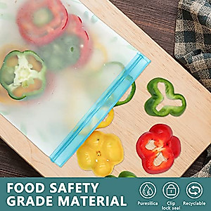 10 Pack Dishwasher Safe Reusable Food Storage Bags,Leakproof Reusable Freezer Bags(3 Reusable Gallon Bags,4 Reusable Sandwich Bags,3 Reusable Kids Snack Bags) for Snack Meat Food Fruit Cereal-BPA FREE