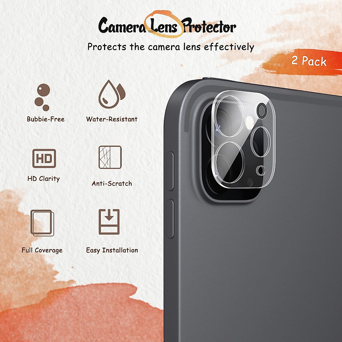 KCT 2+2 Pack Paperfeel Screen Protector Compatible with iPad Pro 11 Inch 2021&2020 with Transparent Camera Lens Protector, Anti-Glare&Matte Compatible with Apple Pencil, for Writing & Drawing