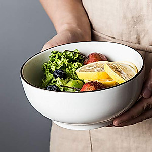 AnBnCn Salad Bowls 8 inch 65 oz Large Serving Bowls White Fine Porcelain Fruit Bowl Soup Bowl Pasta Bowl Popcorn Bowl Set of 3 (White)