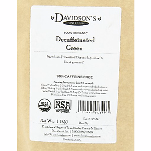 Davidson's Organics, Decaffeinated Green, Loose Leaf Tea, 16-Ounce Bag