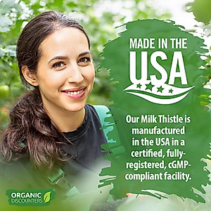 Organic Discounters Milk Thistle Capsules, 280 Count, 7500 mg Strength, Potent 30:1 Extract, USDA Certified Organic, Rich in Silymarin Flavonoids, Vegan, Non-GMO and All-Natural