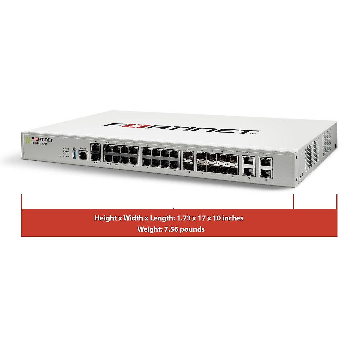 FortiGate-100F Firewall Appliance - 22 Gigabit Ethernet RJ45 Ports, 4 SFP & 2 10G SFP+ Ports, Dual Power Supplies (Appliance Only, No Subscription) (FG-100F)