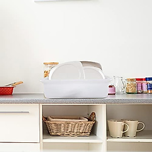 Leendines 13 Liters Plastic Bus Tray, Commercial Wash Basin Bus Tub Set of 4, White