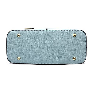 Covelin Women's Top-handle Cross Body Handbag Middle Size Purse Durable Leather Tote Bag Light Blue