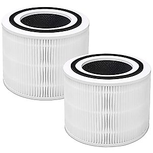 2 Pack Core 300 True HEPA Replacement Filters for LEVOIT Core 300 and Core 300S Vortex Air Air Purifier, 3-in-1 H13 Grade True HEPA Filter Replacement, Compare to Part No. Core 300-RF (White)