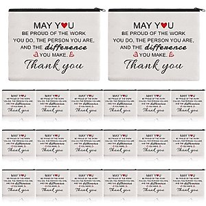 Sabary 30 Pcs Inspirational Makeup Bag Cosmetic Bag Positive Affirmation Toiletry Bag Thank You Farewell Gifts for Women Employee Coworker Colleague Nurse Teacher Birthday Gifts(Appreciation)