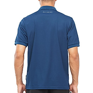 ALLZERO Men's Polo Shirt Quick Dry Long and Short Sleeve Activewear Shirts Performance Athletic Tennis Golf Collar Shirts DARKBLUE L
