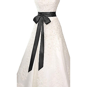 Wedding Sash Bridal Belts Simple Classic Silk Ribbon Sash, Black, Size One Size