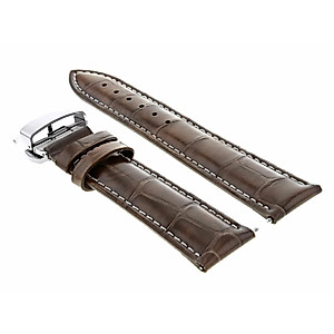 Ewatchparts 19MM LEATHER WATCH BAND FOR IWC TOP GUN PILOT PORTUGUES DEPLOY CLASP LIGHT BROWN