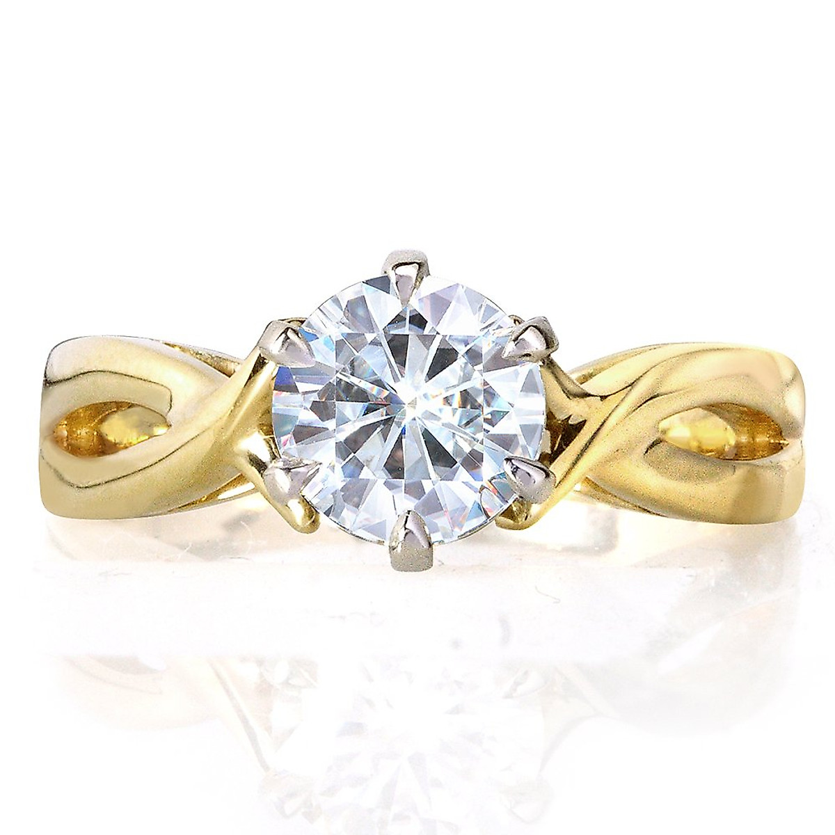 Kobelli Forever One (D-F) Moissanite Solitaire Engagement Ring 1 CTW 14k Yellow Gold, Size 5.5