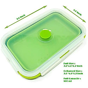 Set of 4 Collapsible Silicone Food Storage Container, Leftover Meal box For Kitchen, Bento Lunch Boxes, BPA Free, Microwave, Dishwasher and Freezer Safe. Foldable Design Saves Your Space.