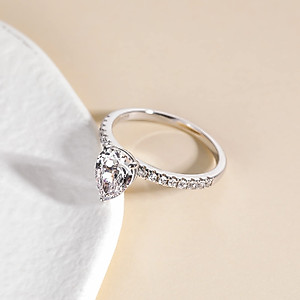 EAMTI 2CT 925 Sterling Silver Engagement Rings Pear Cut Cubic Zirconia CZ Wedding Promise Rings for Her Stunning Teardrop Wedding Bands for Women Size 8