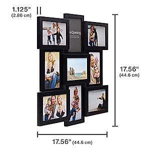 Melannco 18 x 18 Inch 9 Opening Photo Collage Frame, Displays Four 4x6 and Five 6x4 Inch Photos, Black